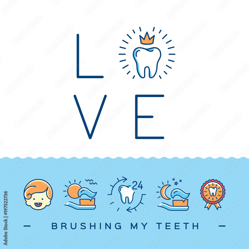 Brushing My Teeth card, Children's dentistry cute poster. Teaching kids ...