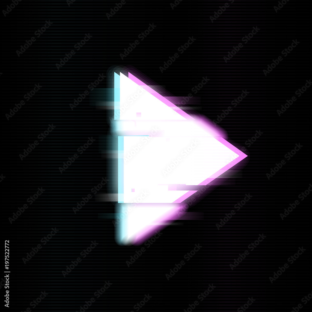 Play buttons in glitch style. Abstract minimal template design for ...