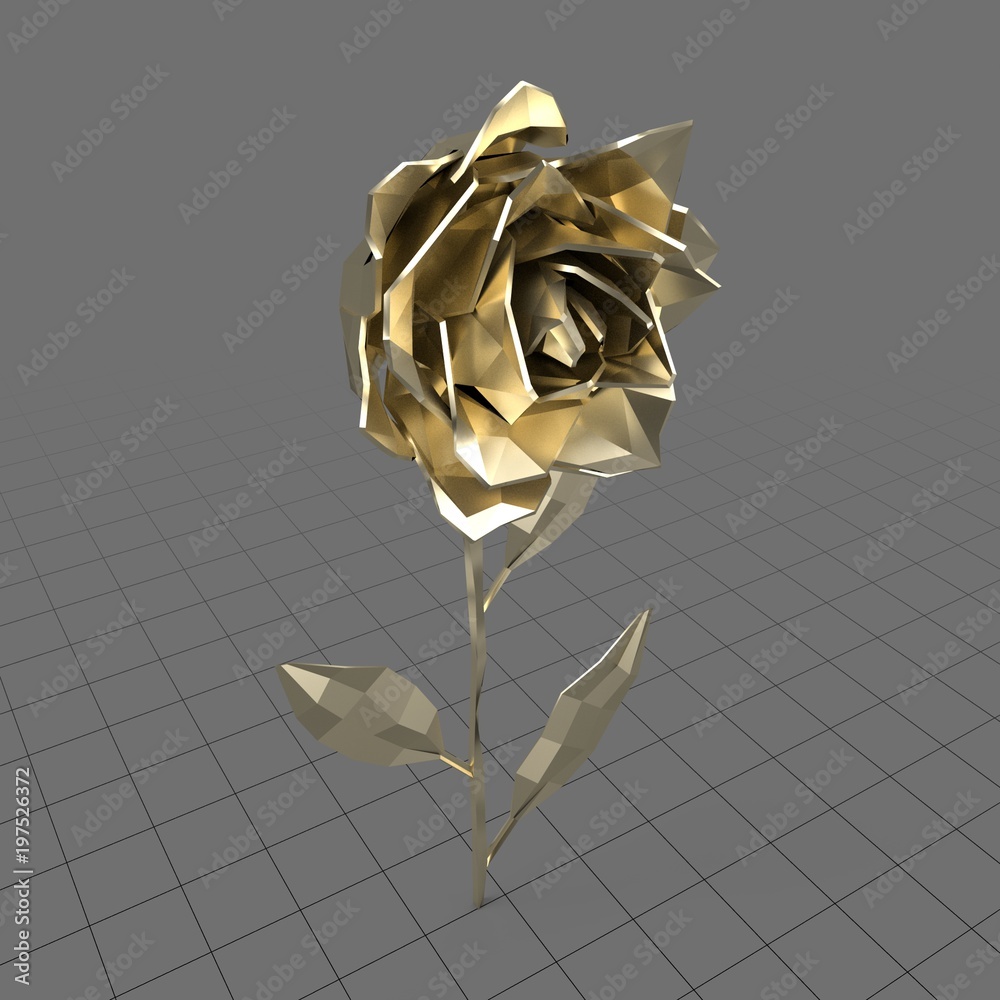 Gold rose with open petals Stock 3D asset | Adobe Stock