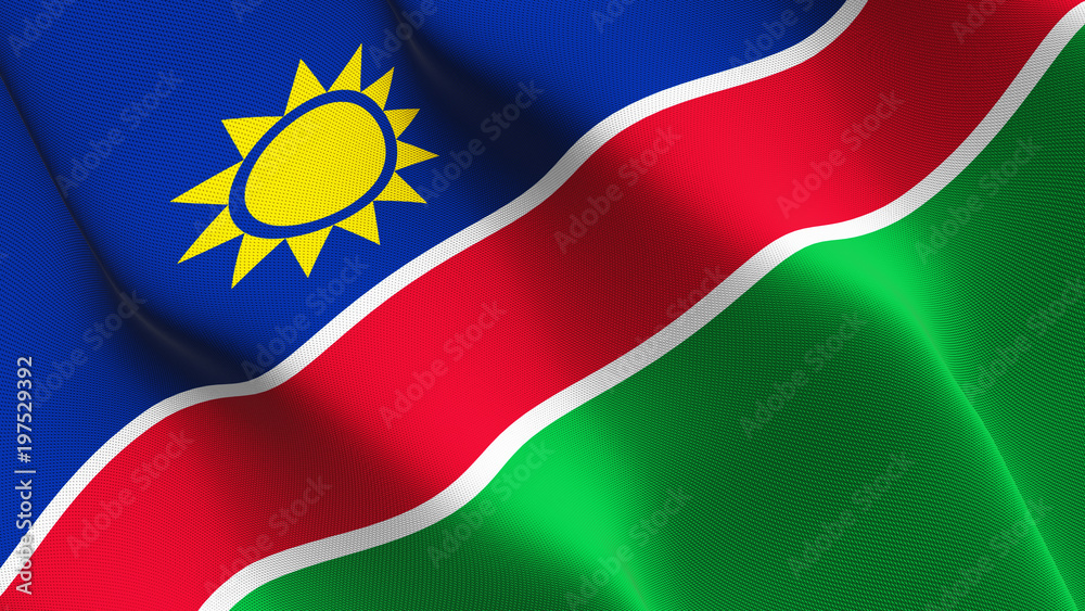 Namibia flag waving loop. Namibian flag blowing on wind. Stock ...