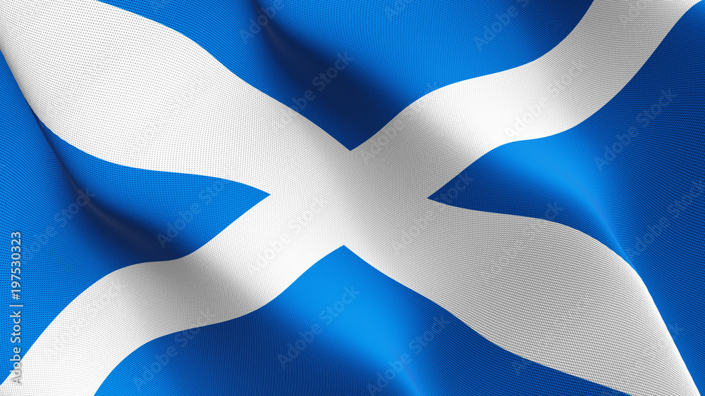 Scotland flag waving loop. Scottish flag blowing on wind. Stock Photo ...