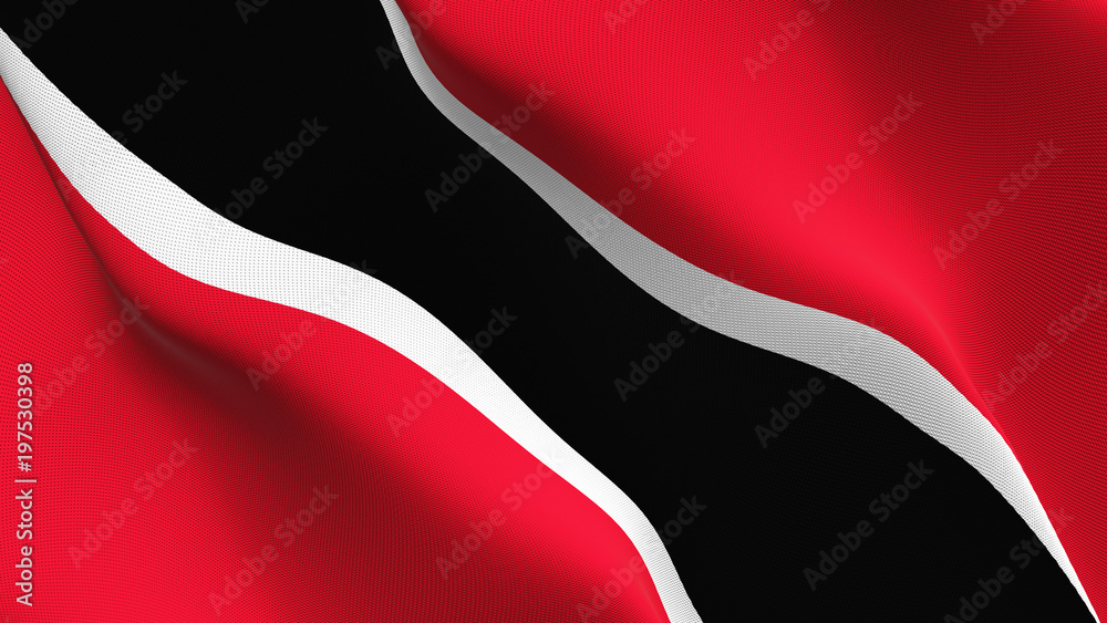 Trinidad and Tobago flag waving loop. Trinidad and Tobago flag blowing ...