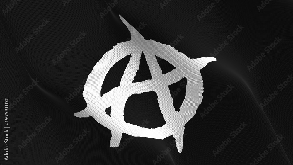 Anarchy Symbol white black flag waving loop. Anarchy Symbol white on ...