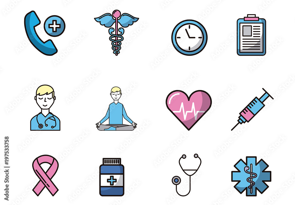 16 Pink and Blue Medical Icons Stock Template | Adobe Stock