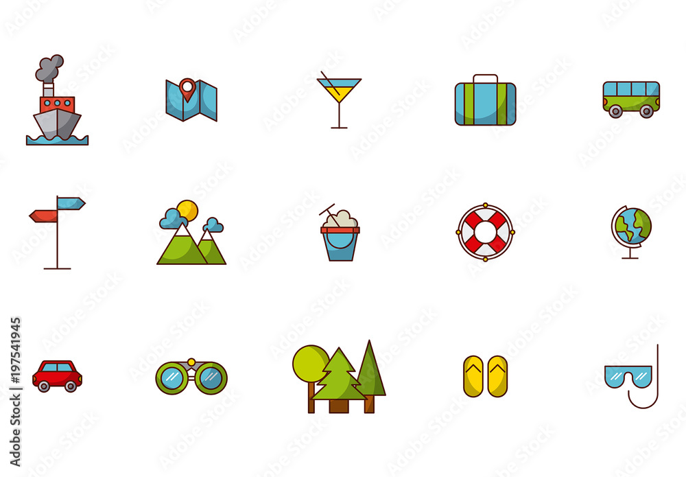 30 Vacation and Travel Icons Stock Template | Adobe Stock