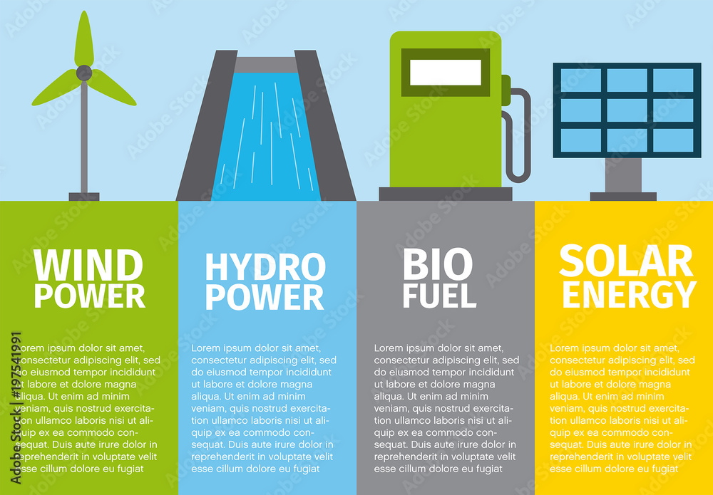 Green Blue Gray Yellow Clean Renewable Energy Infographic Template ...