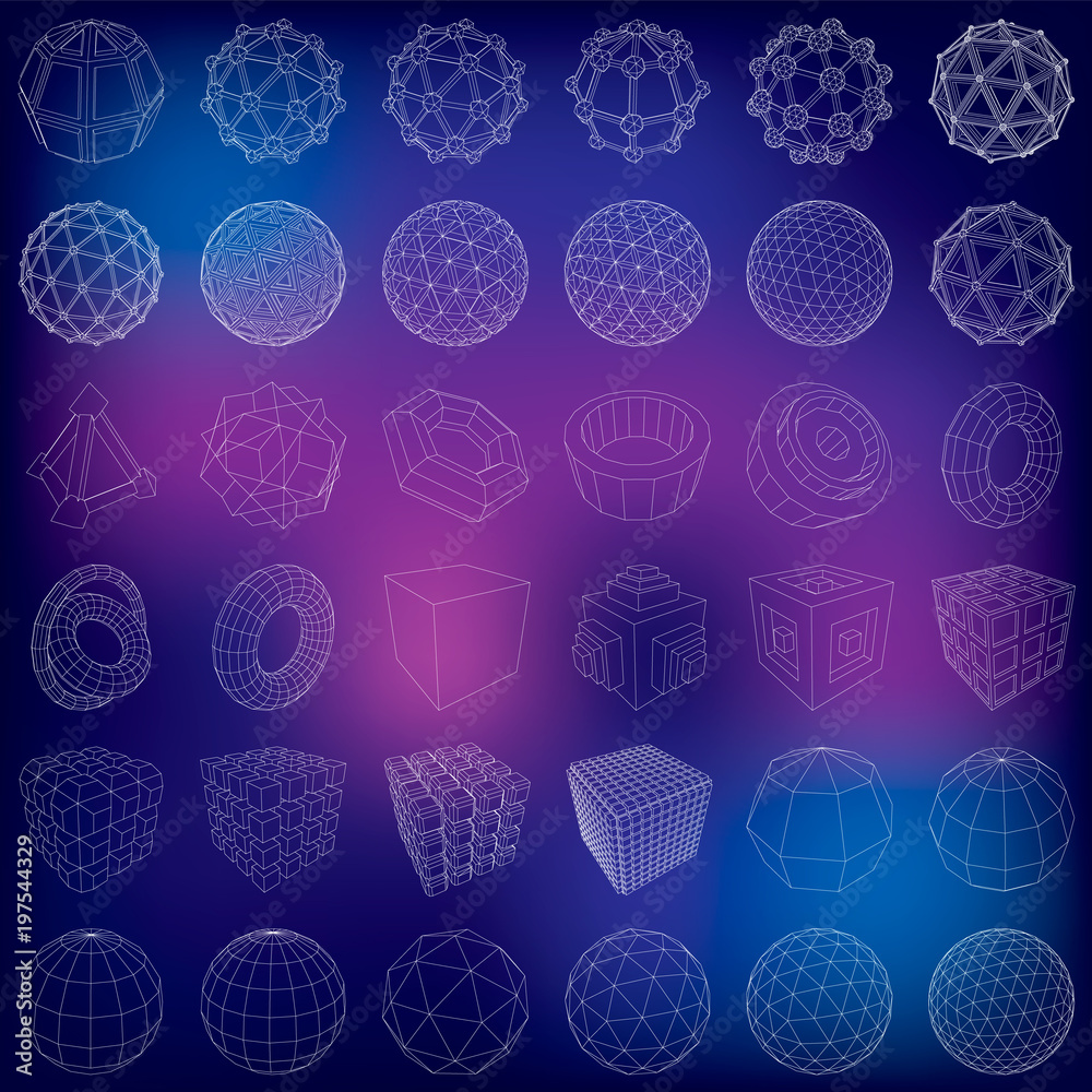 Futuristic 3d icons. Set of 3d infographic elements and symbols for ...