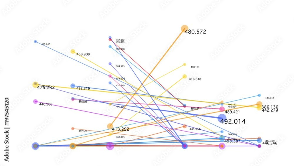 Abstract infographic chart. Dots connect to make a line graph, which ...