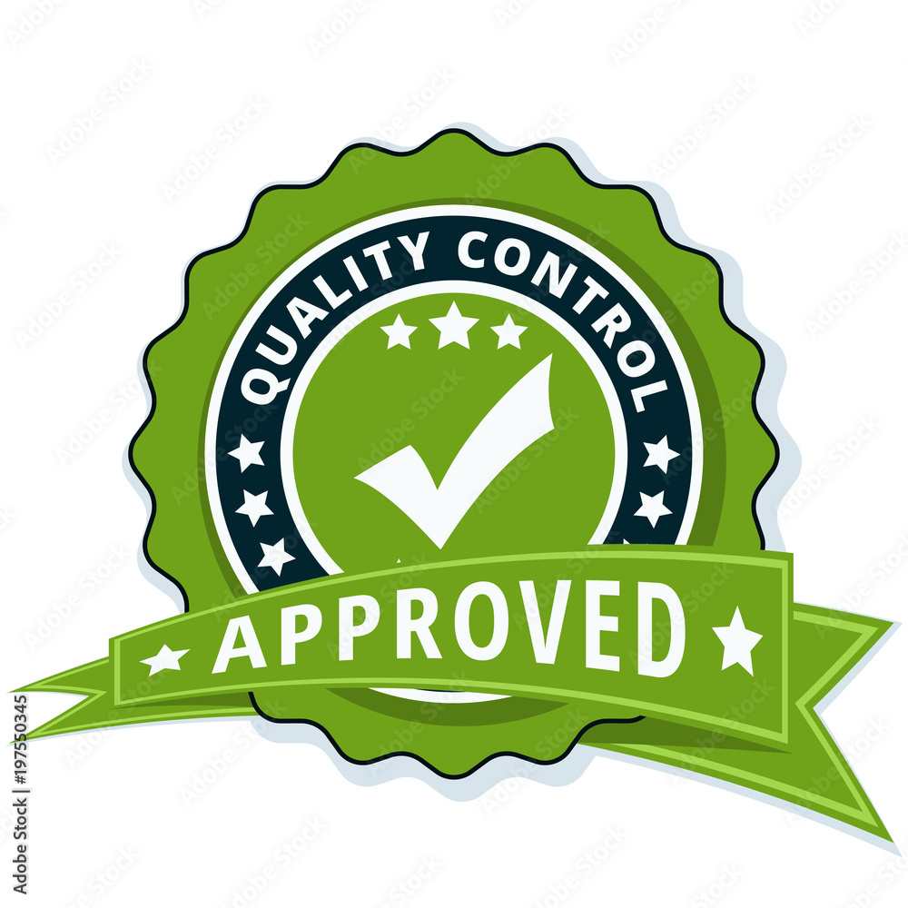 Quality Control Checkmark label illustration Stock Vector | Adobe Stock