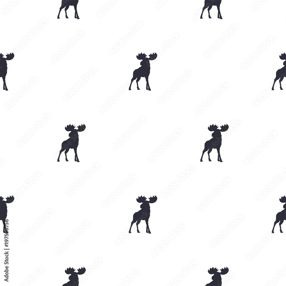 Moose pattern. Wild animal symbols seamless background. Moose icons ...