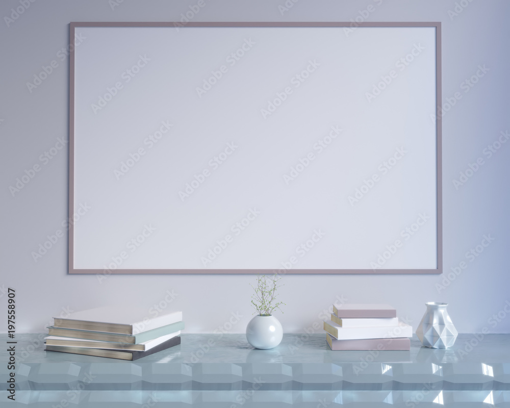 Concept interior, mock up poster on wall, 3d illustration render ...