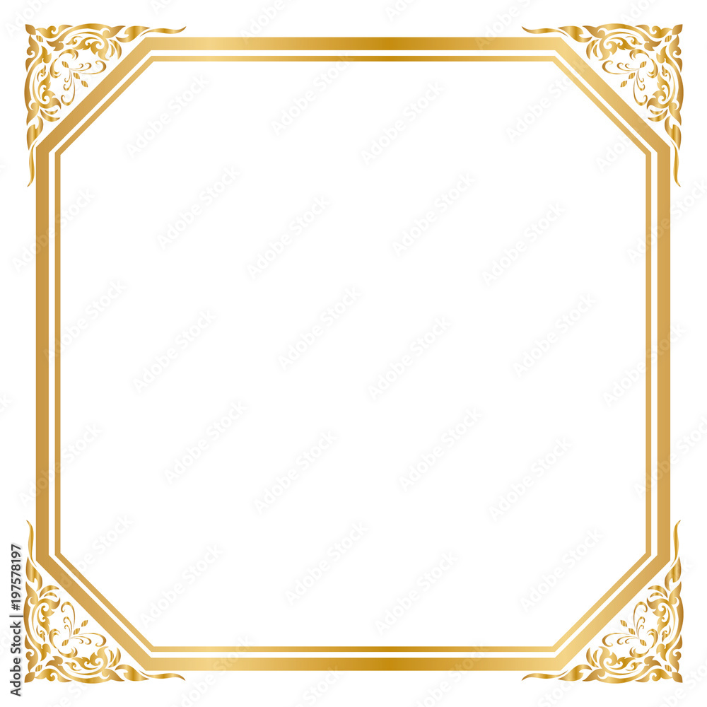 Frame and borders, Square frame, Golden frame, Vector illustration ...