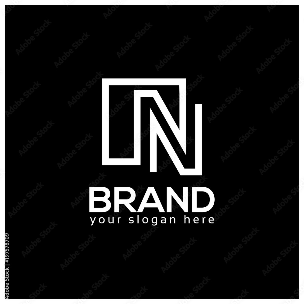 Letter N on Black Background. Logo Design Template. Flat design Stock ...