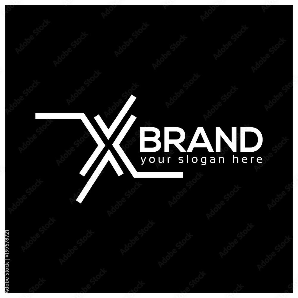 Letter X on Black Background. Logo Design Template. Flat design Stock ...