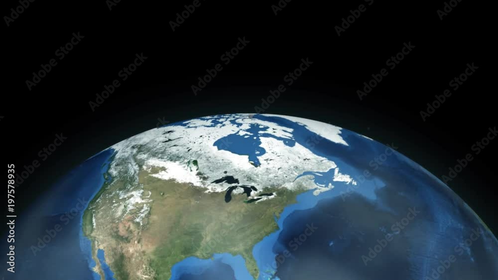 Zooming through space to a location in North America animation - North ...