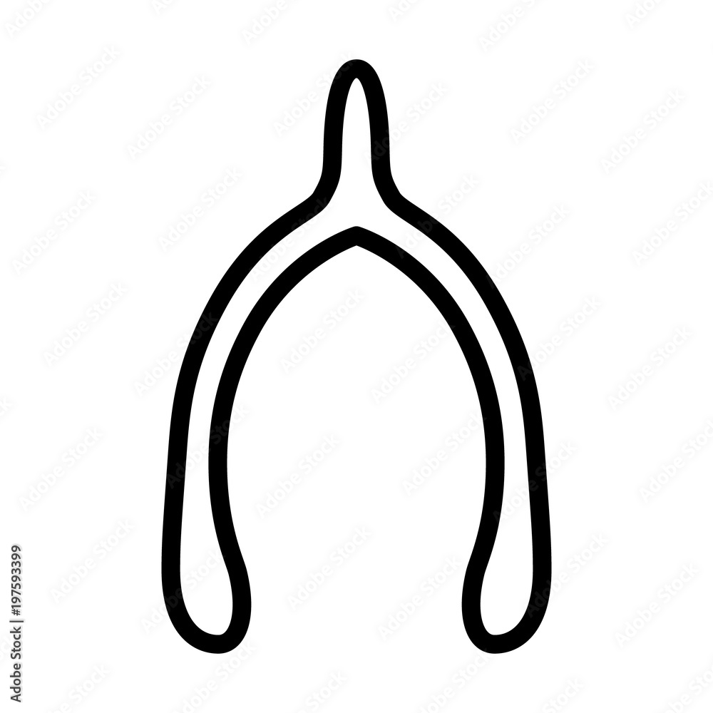 Lucky furcula wishbone or merrythought line art vector icon for apps ...