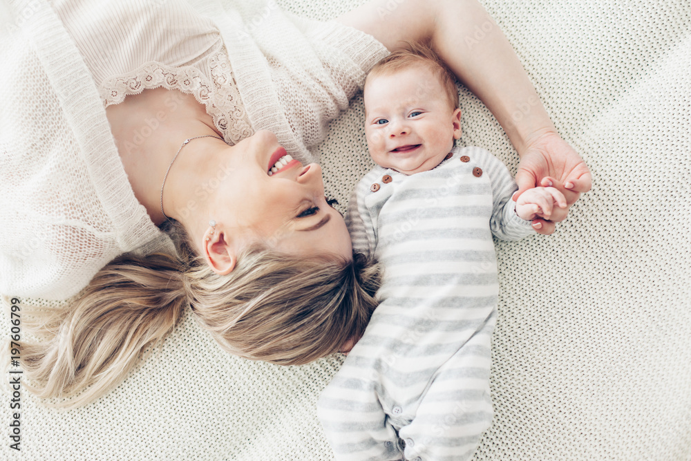 Mom with her 2 month old baby Stock Photo | Adobe Stock