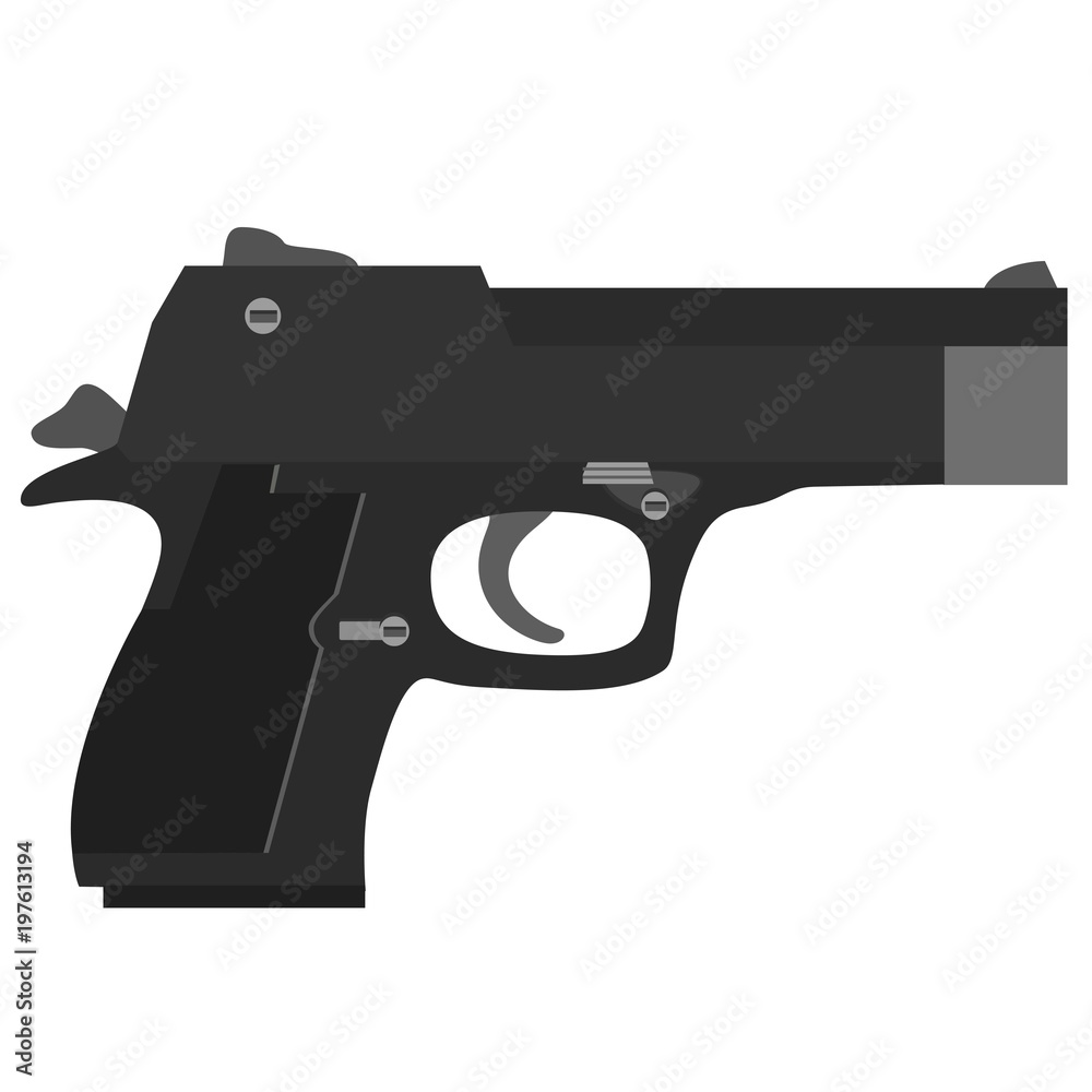 Cartoon black pistol with white background Stock Vector | Adobe Stock