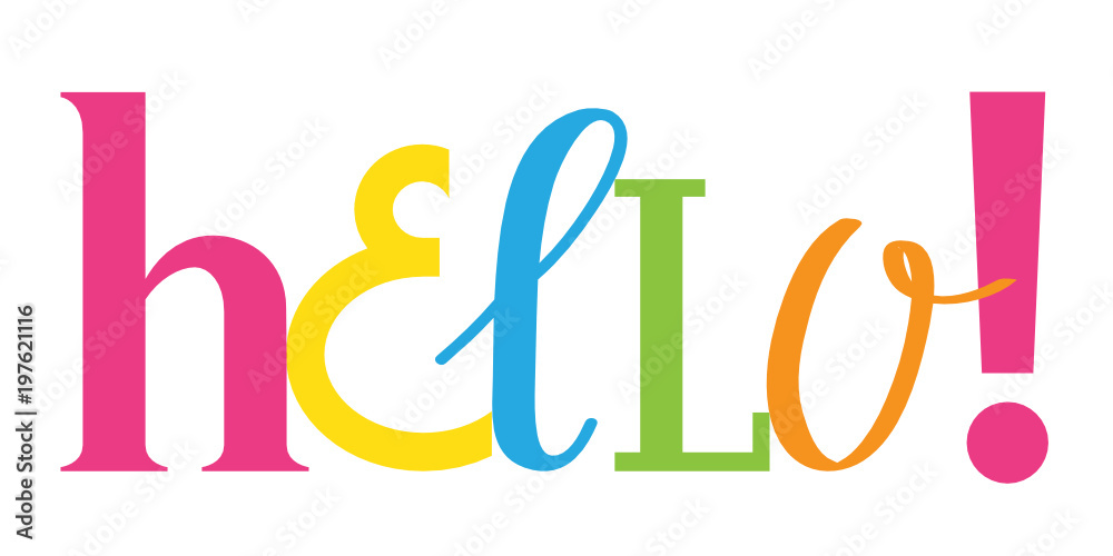 HELLO! hand-drawn colourful vector letters Stock Vector | Adobe Stock