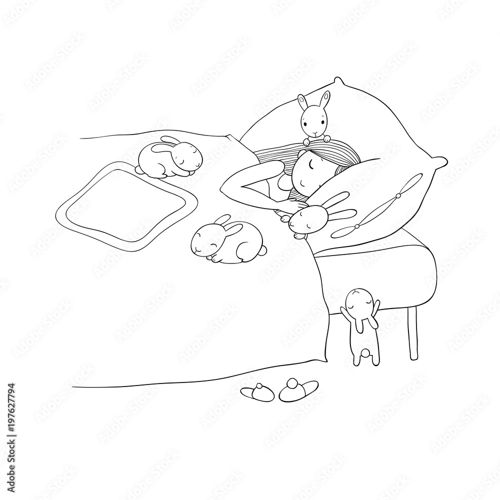 Sleeping In Bed At Night Drawing
