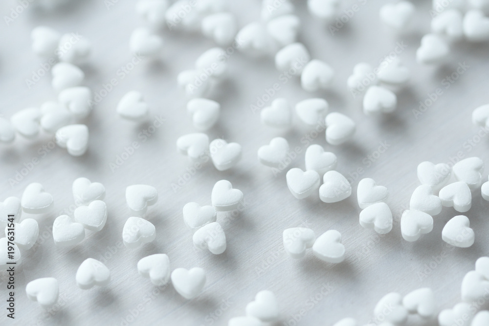 White heart. Background of white hearts. Design with copy space. Top ...