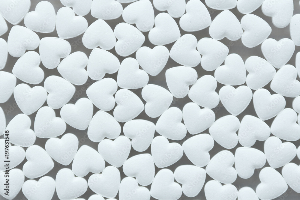 White heart. Background of white hearts. Design with copy space. Top ...