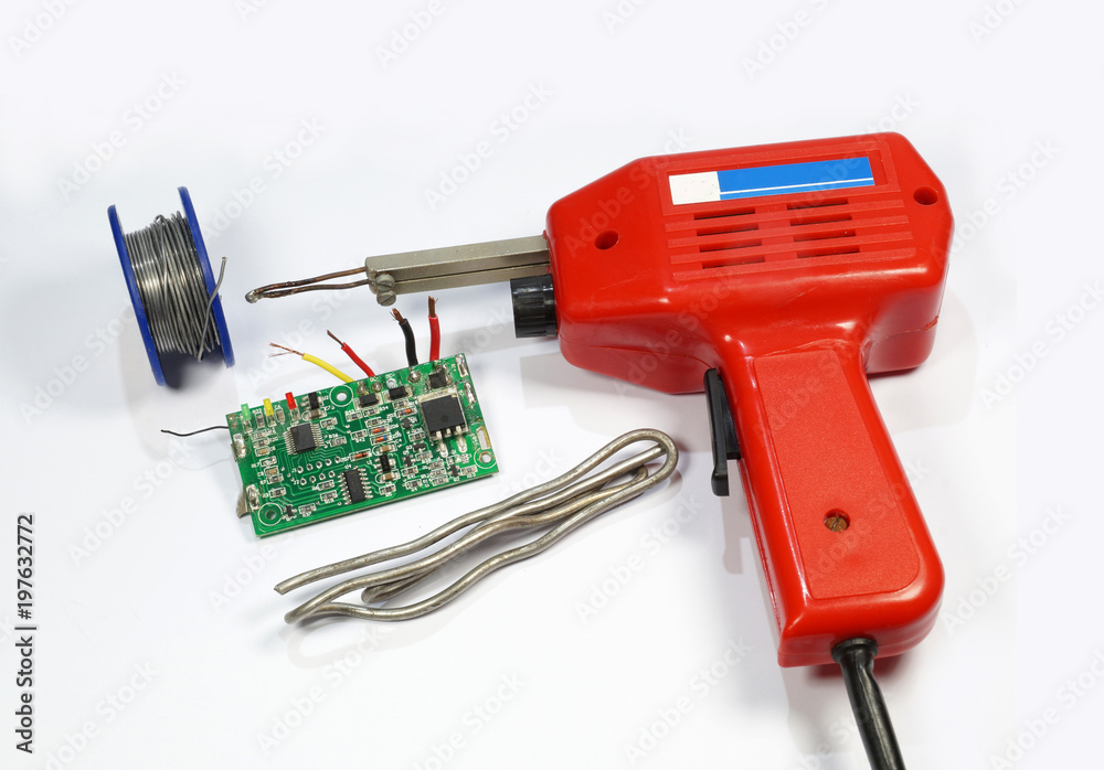 Transformer soldering iron, printed circuit board and two types of ...