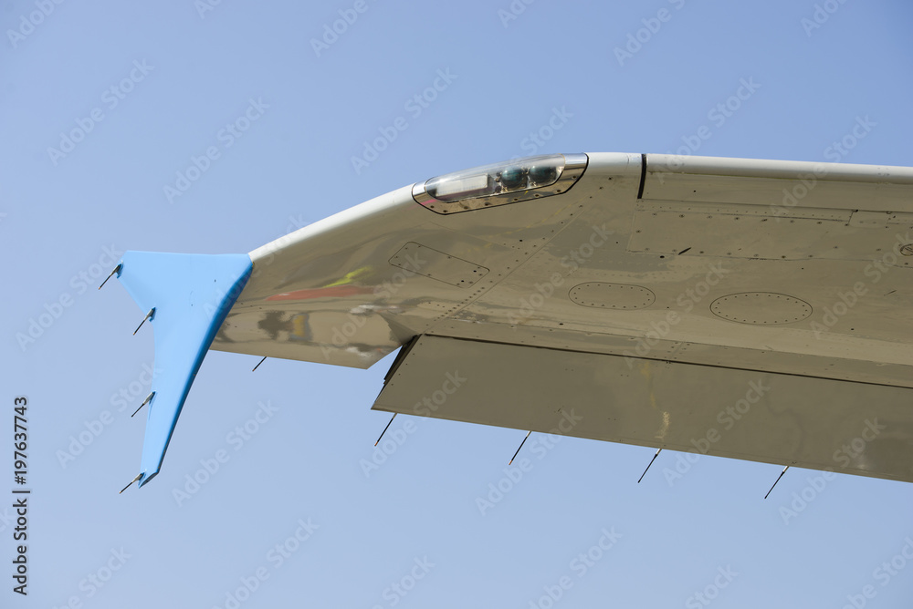 The ending of the wing of a modern passenger aircraft. Airplane winglet ...
