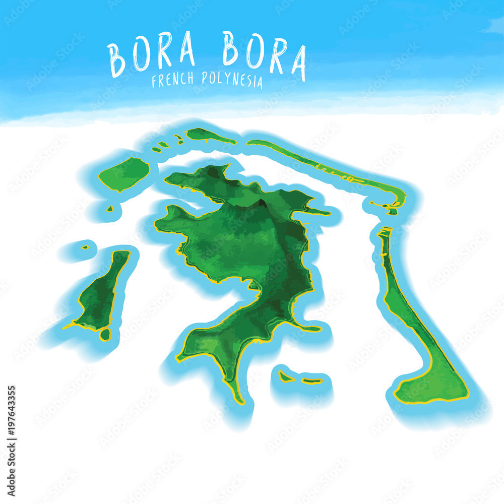 3D Island Map of Bora Bora Stock Vector | Adobe Stock