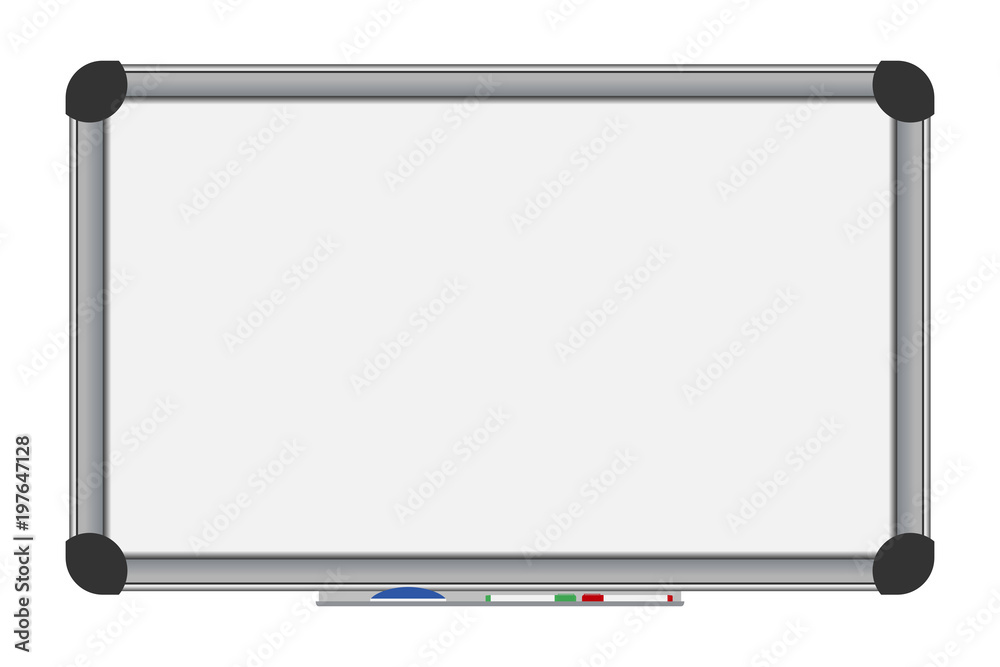 White marker board. Empty office whiteboard. Vector illustration. Stock ...