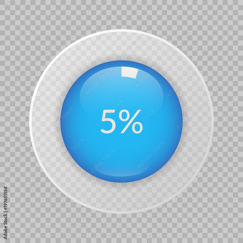 5 percent pie chart on transparent background. Percentage vector ...