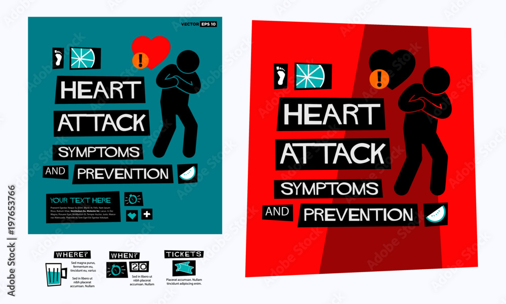 Heart Attack - Symptoms And Prevention Poster In Flat Style Retro ...