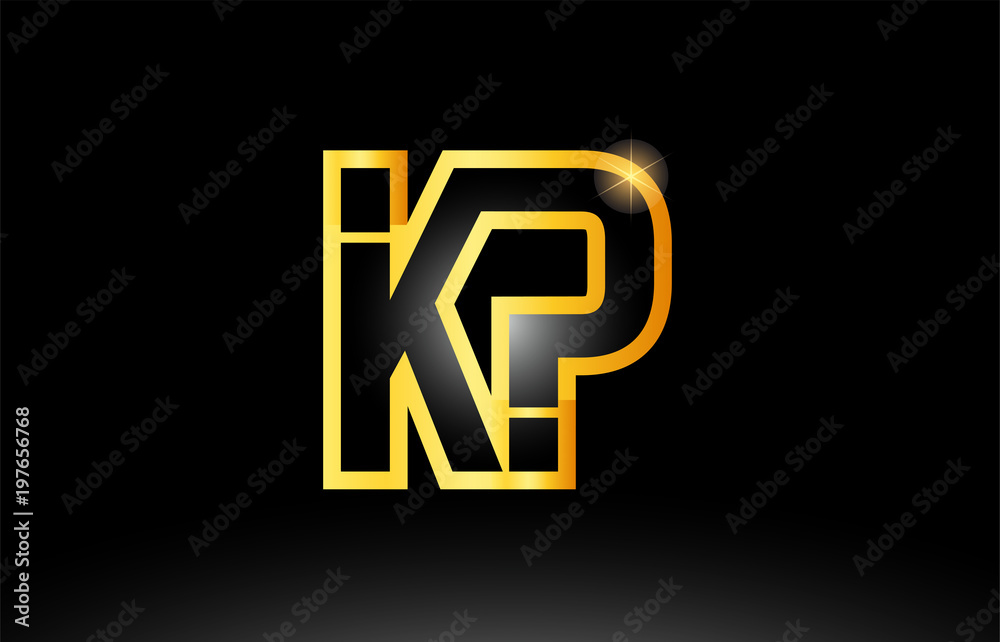 gold black alphabet letter kp k p logo combination icon design Stock ...