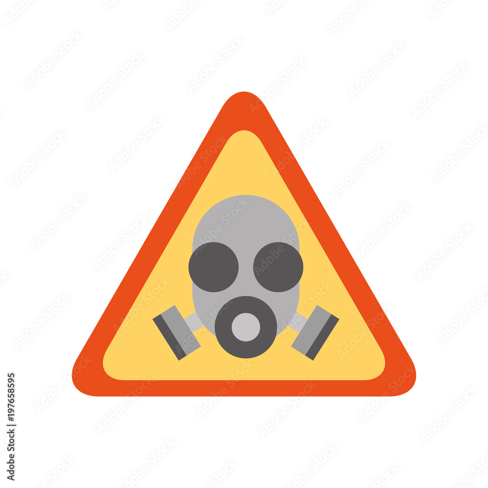 caution signal with laboratory mask isolated icon vector illustration ...