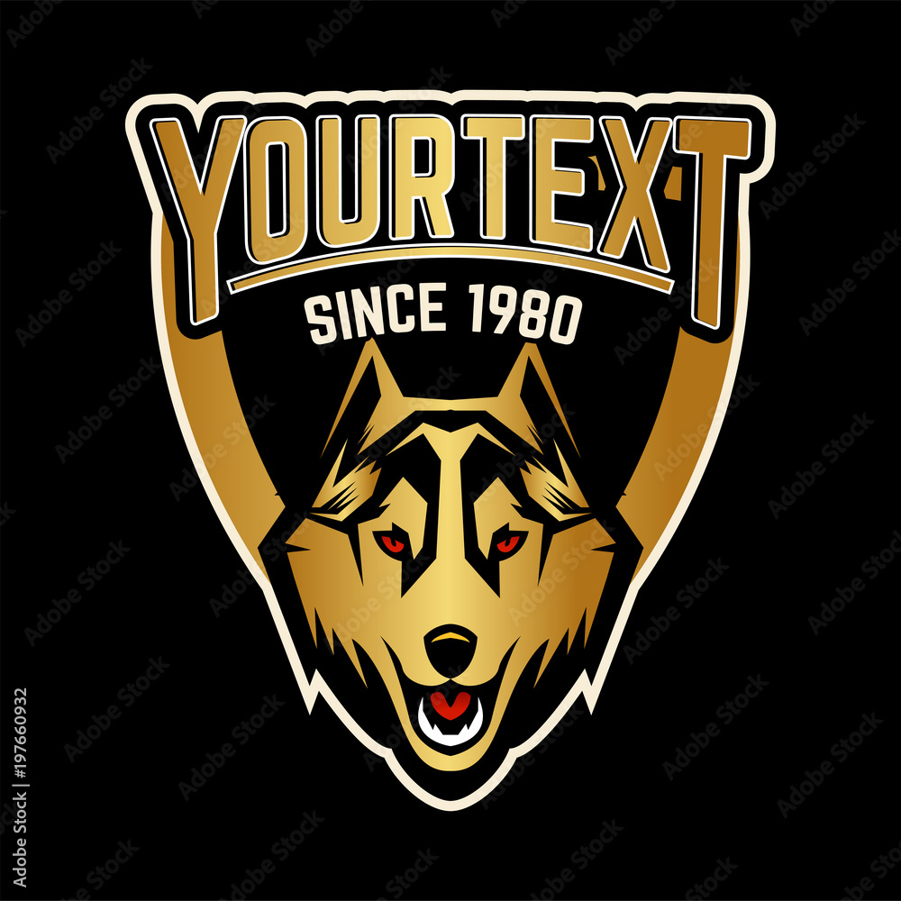 Wolves Logo badge gold color Stock Vector | Adobe Stock