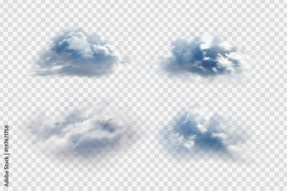 Vector set of realistic isolated cloud for decoration and covering on ...