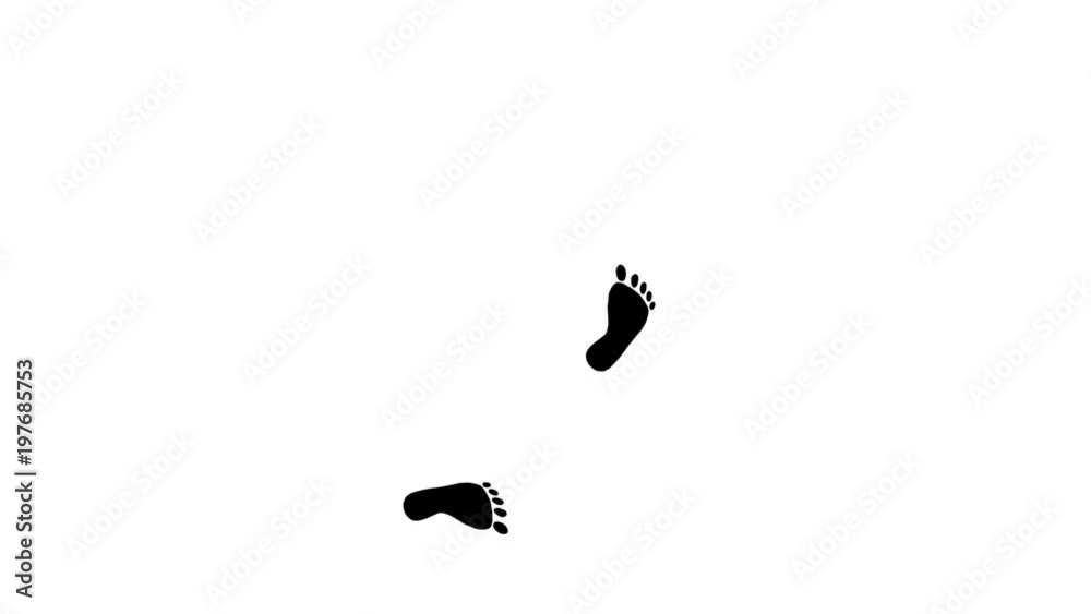 Prints of the feet of a walking person. Human footprints animated on ...