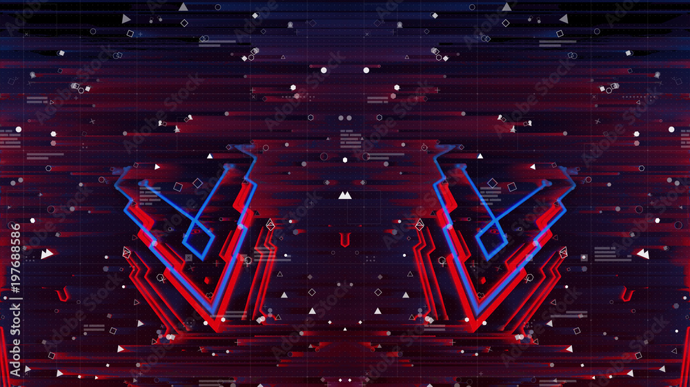 Glitched Holographic Digital Technology Background. Distorted glitch ...