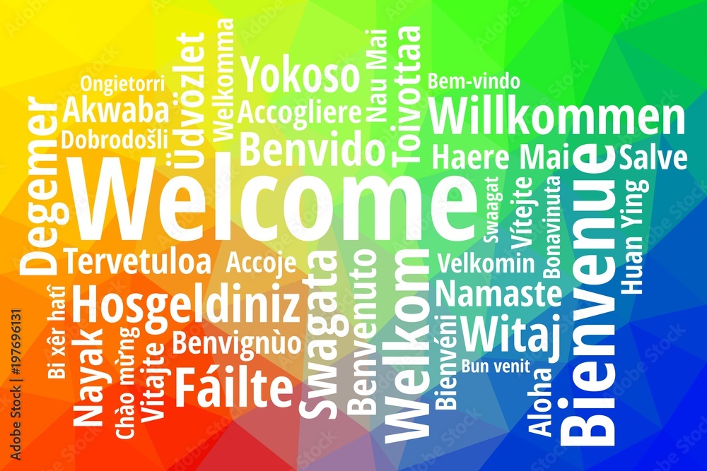 Welcome in different languages wordcloud on white background Stock ...