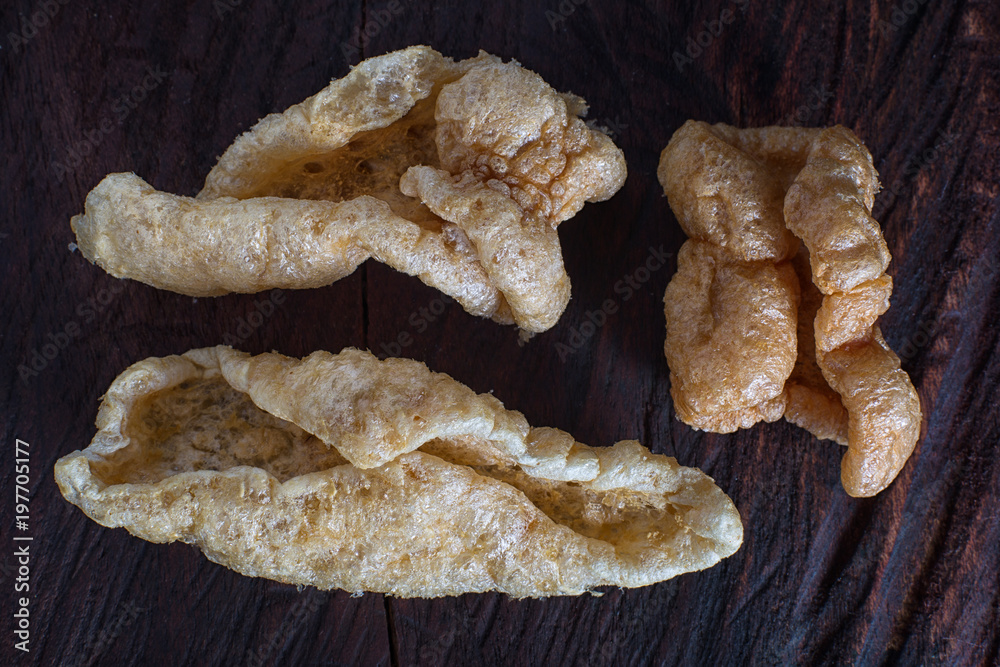 deep fried pig skin treats called cueritos or chicharron Stock Photo ...