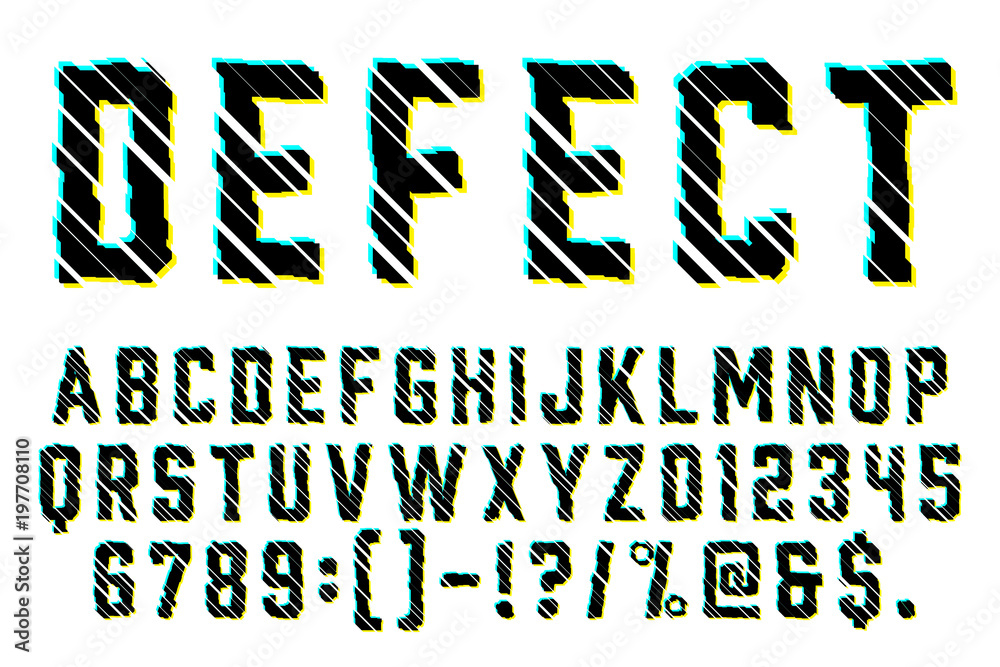 Trendy Distorted Glitch Font Typeface Letters, Numbers and Symbols ...
