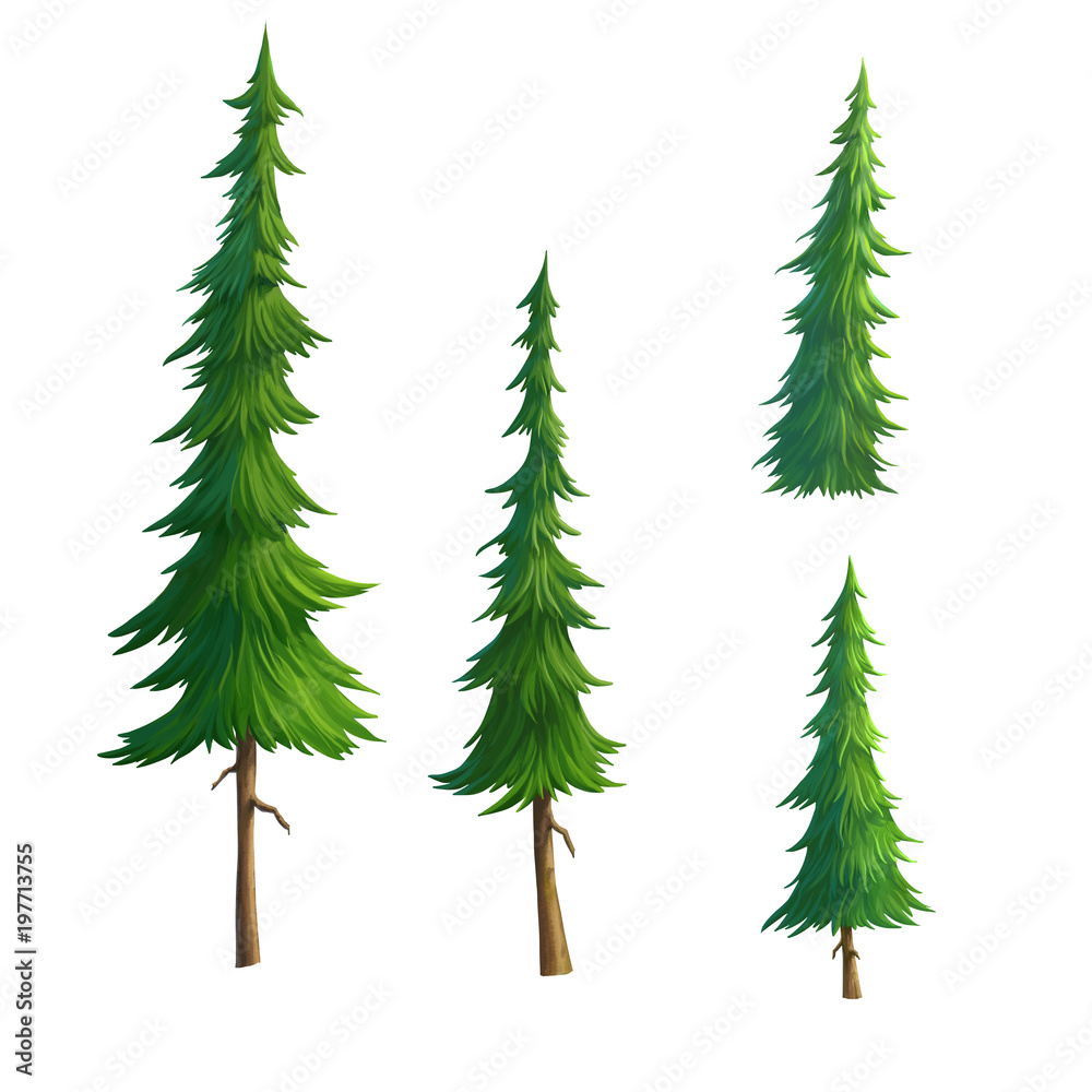 tree paint for cartoon isolated on white background Stock Illustration ...