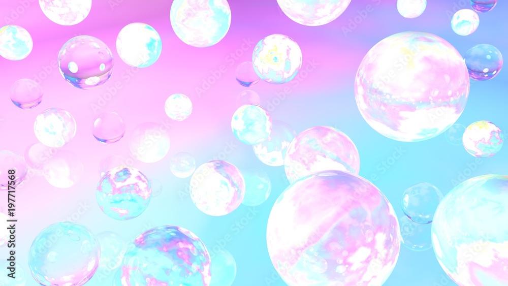 Pink And Blue Bubbles Background