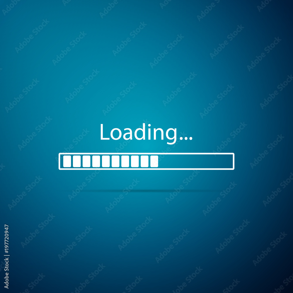 Loading icon isolated on blue background. Progress bar icon. Flat ...