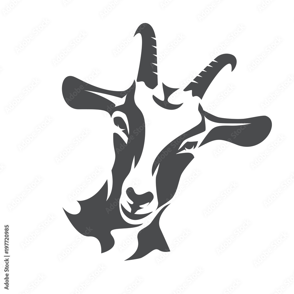 Black Goat Face Stylized Vector Symbol Agriculture Concept Vector De