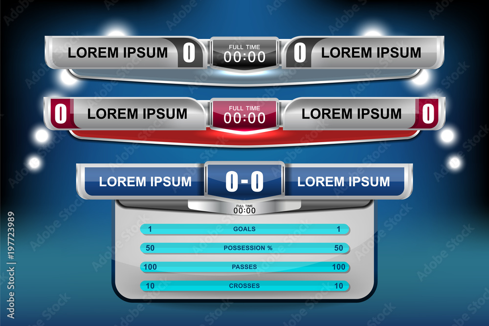 Scoreboard Broadcast Graphic and Lower Thirds Template for sport soccer ...