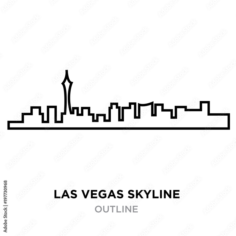las vegas skyline outline on white background, vector illustration ...
