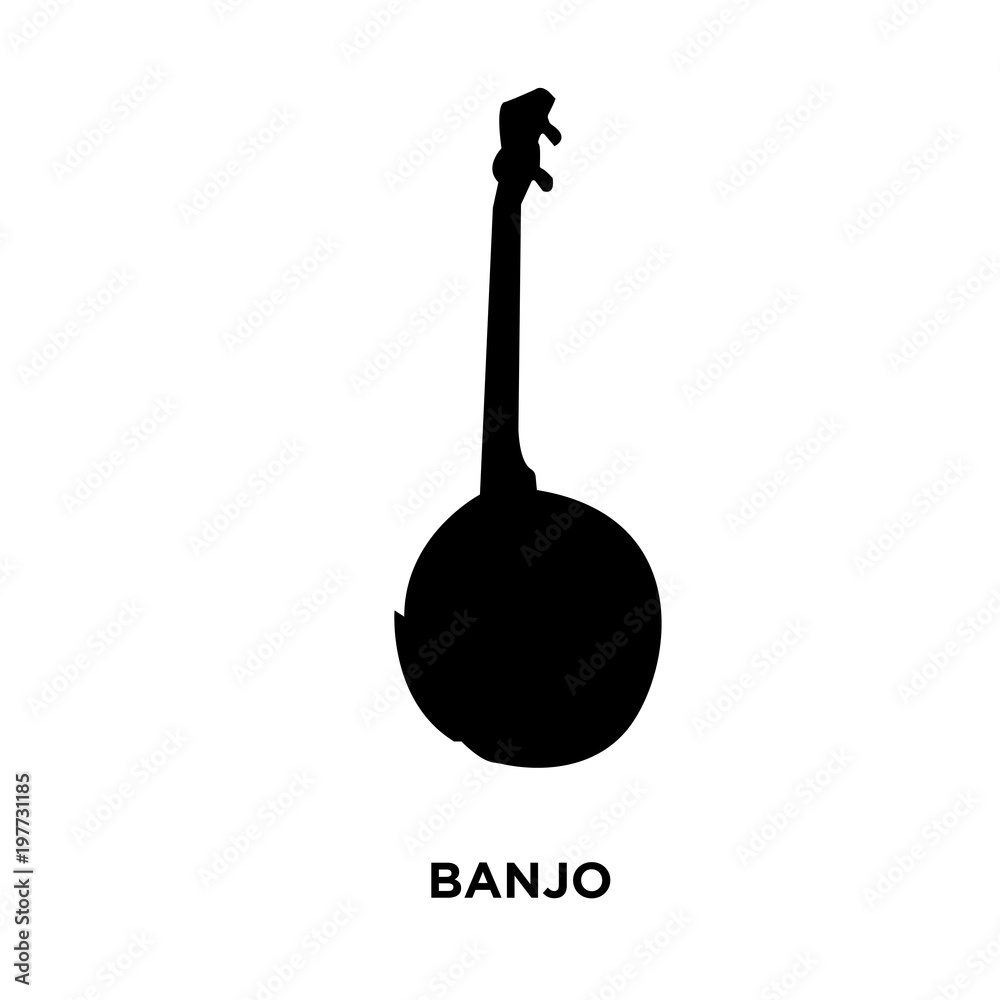 banjo silhouette on white background, vector illustration Stock Vector ...