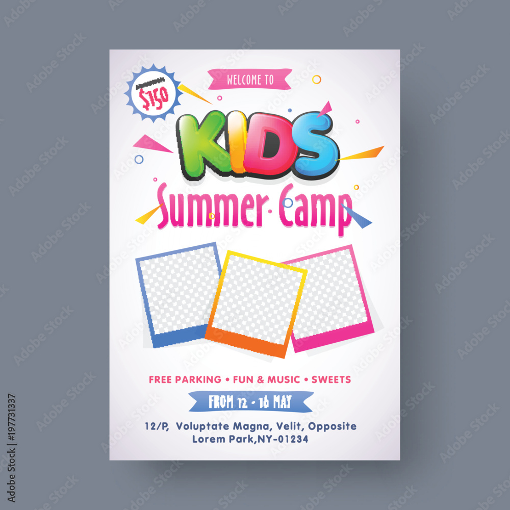 Summer camp poster, flyer or banner design. Stock Vector | Adobe Stock
