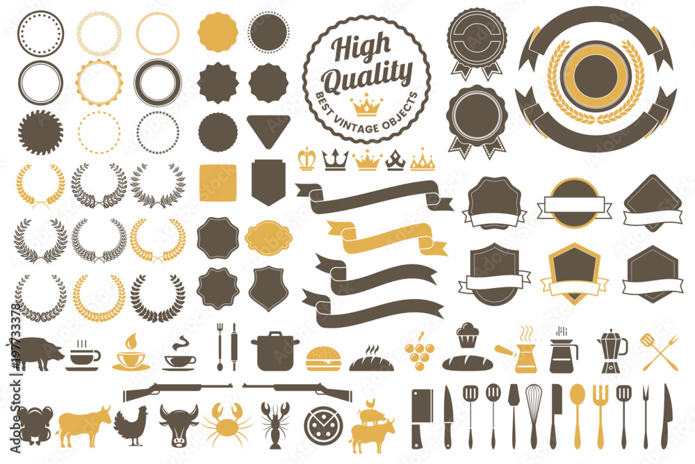 Poster Print Ribbon Vintage Vector Logo for banner 40x26.7 cm